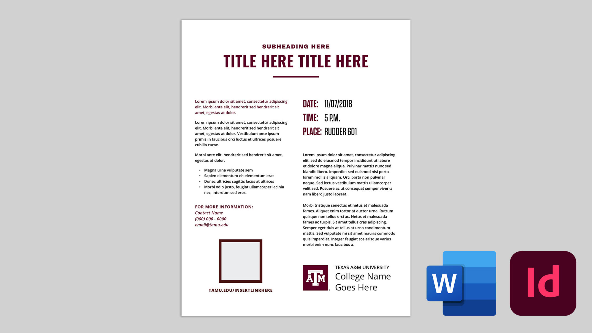 Full-Page Event Flyers – Marketing & Communications | Texas A&M University