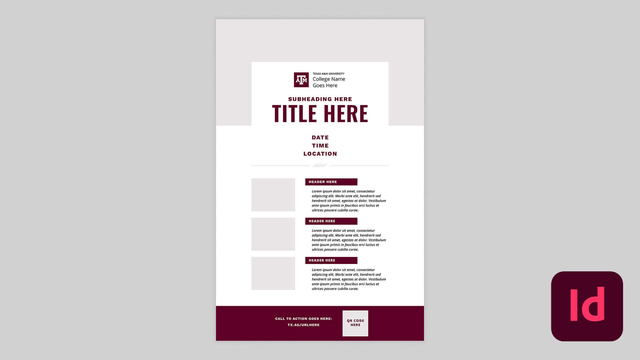 Poster 7 InDesign Template – Marketing & Communications | Texas A&M ...