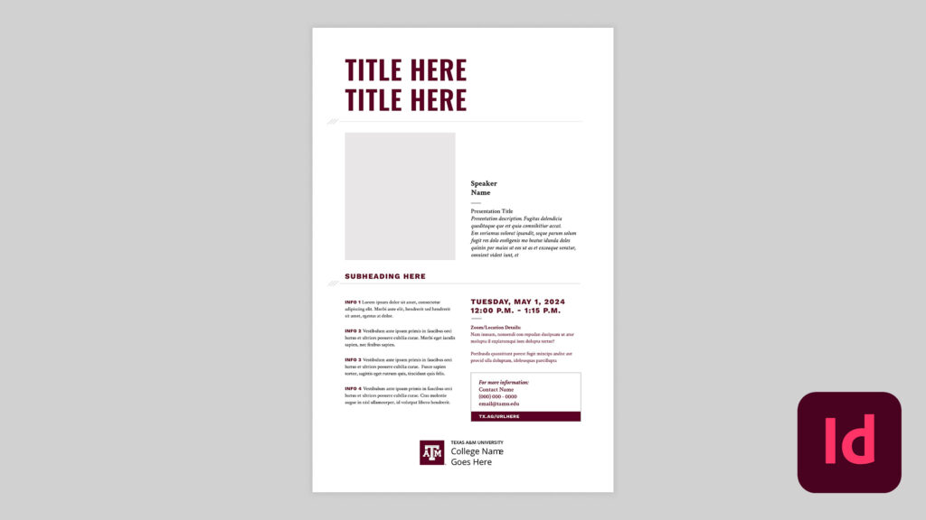 Poster 6 InDesign Template – Marketing & Communications | Texas A&M ...