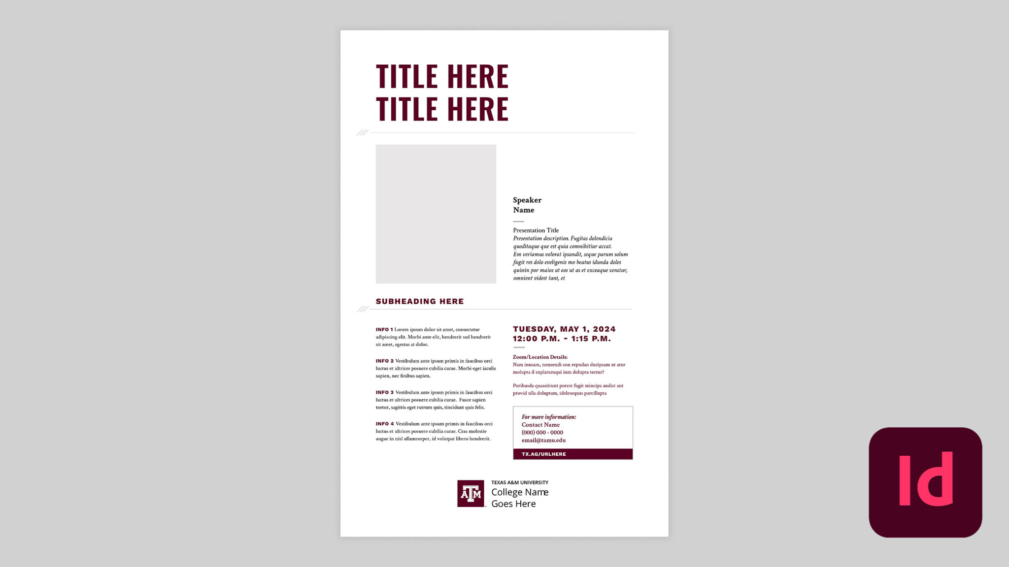 Poster 6 InDesign Template – Marketing & Communications | Texas A&M ...
