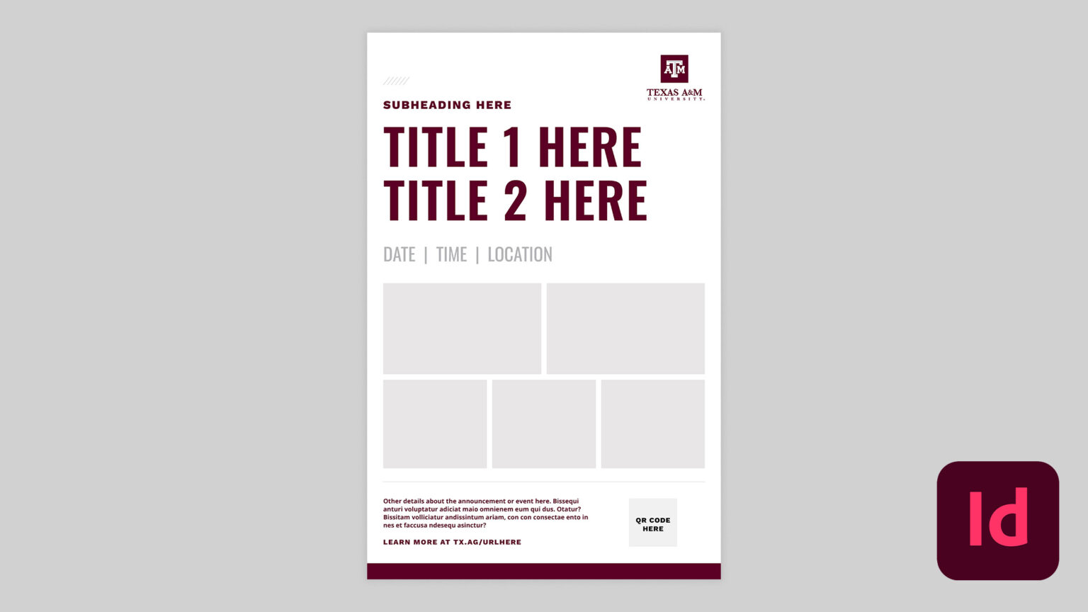 Poster 2 InDesign Template – Marketing & Communications | Texas A&M ...