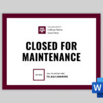 Closed for Maintenance 1 Word Template – Marketing & Communications ...