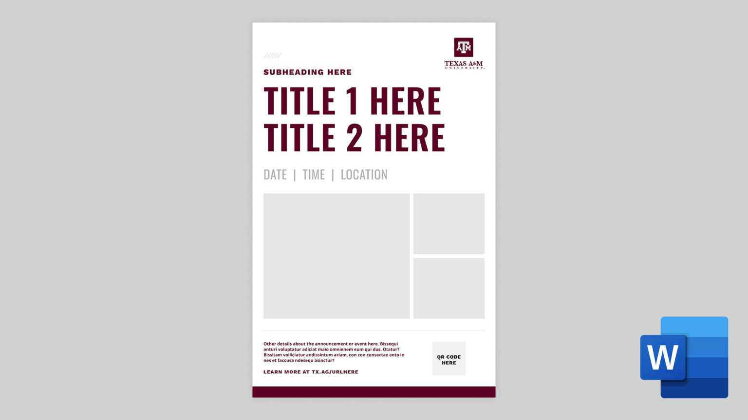Poster 1 Word Template – Marketing & Communications | Texas A&M University