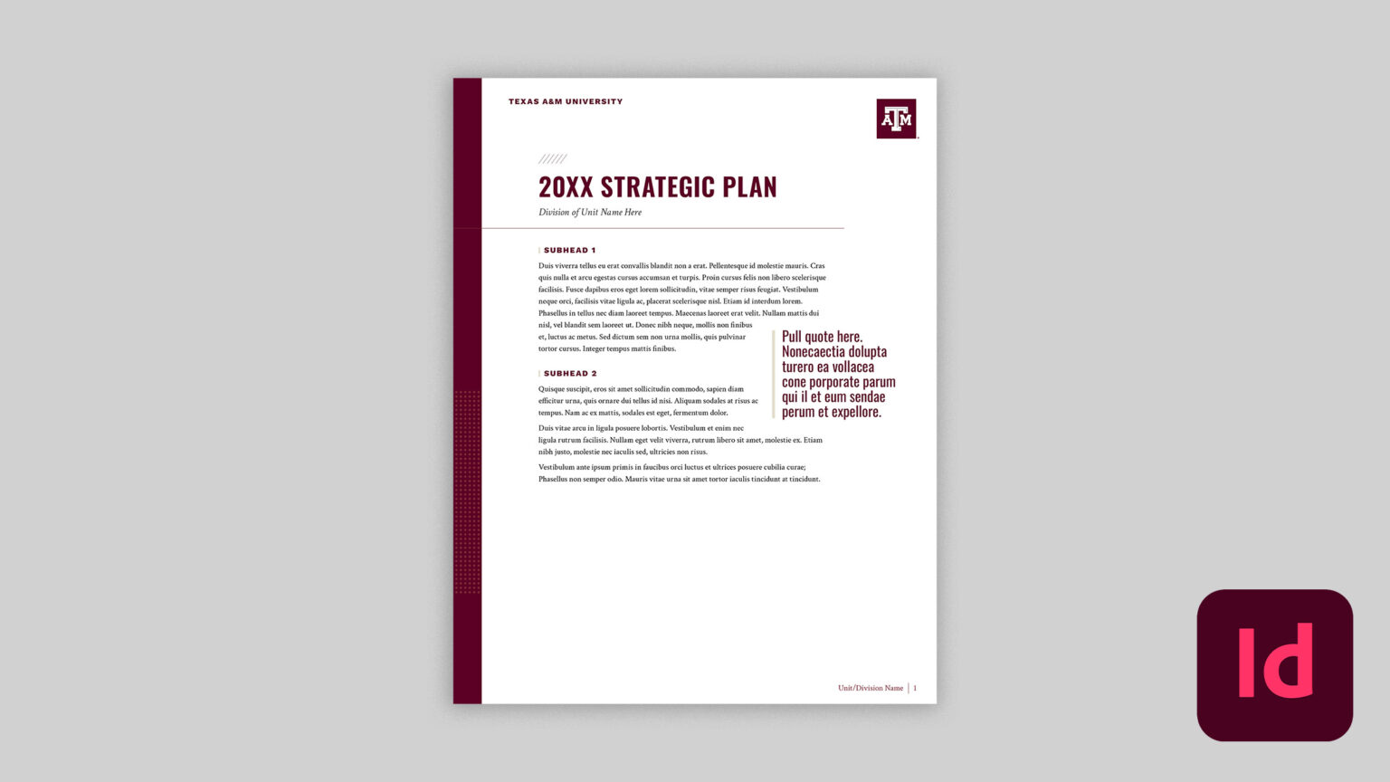 Strategic Plan InDesign Template – Marketing & Communications | Texas A ...