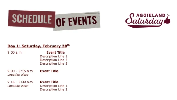 Aggieland Saturday Schedule – Marketing & Communications | Texas A&M ...